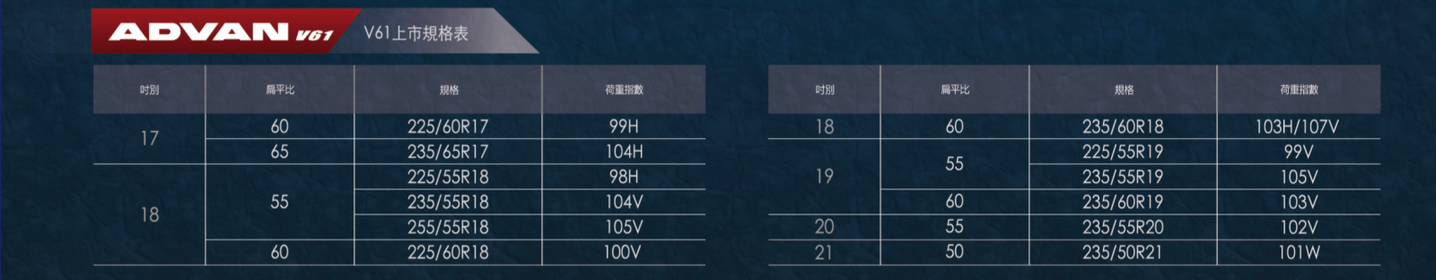 ADVAN V61 - SUV/RV輪胎 - 產品型錄 橫濱輪胎